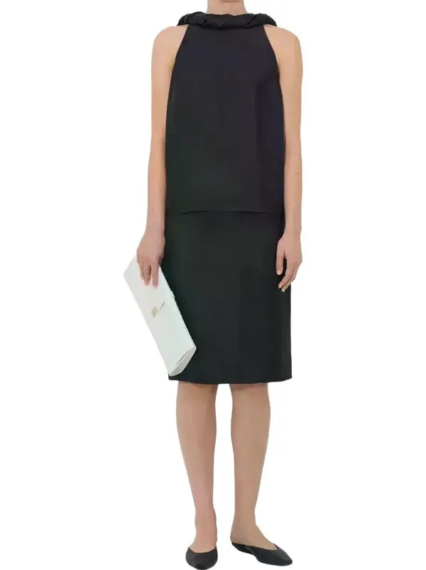 Loulou De Saison Silk Twill Blouse With Scarf Detail - Black