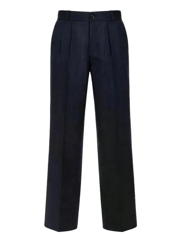 MAISON MARGIELA Pinstriped Pleated Trousers - Blue