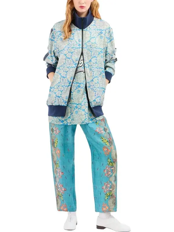 PIERRE-LOUIS MASCIA Aloe Floral Print Trousers - Blue