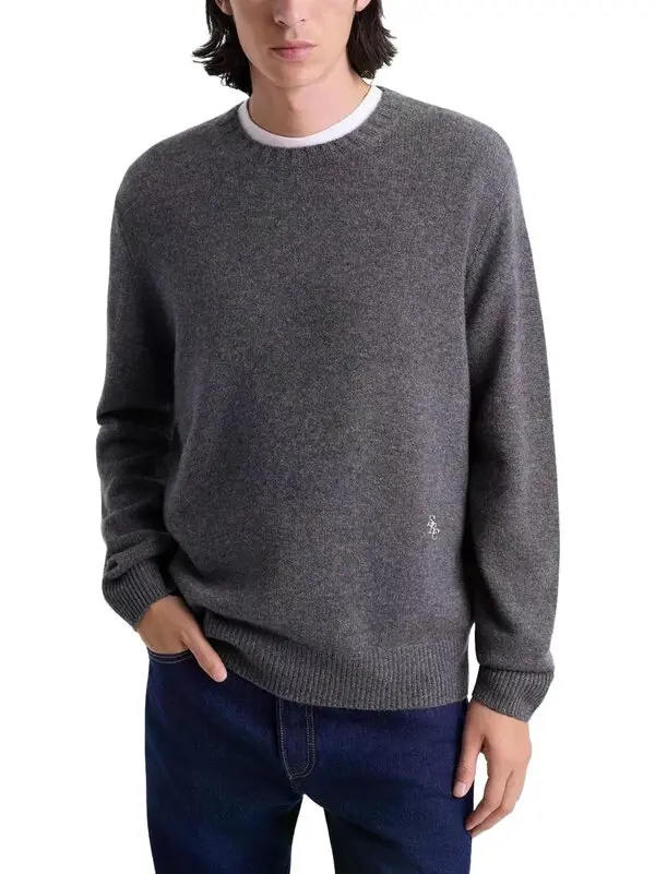 SPORTY & RICH Embroidered Logo Crew Neck Sweater - Grey