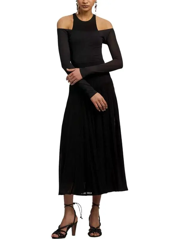 Ralph Lauren Celia Ottoman Pleated Skirt - Black