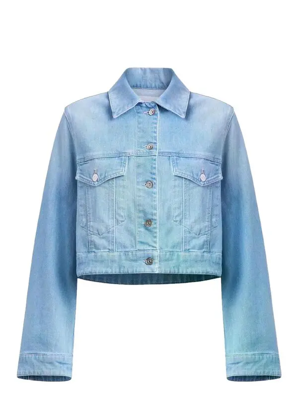 DONDUP Cropped Denim Jacket With Chest Pockets - Blue