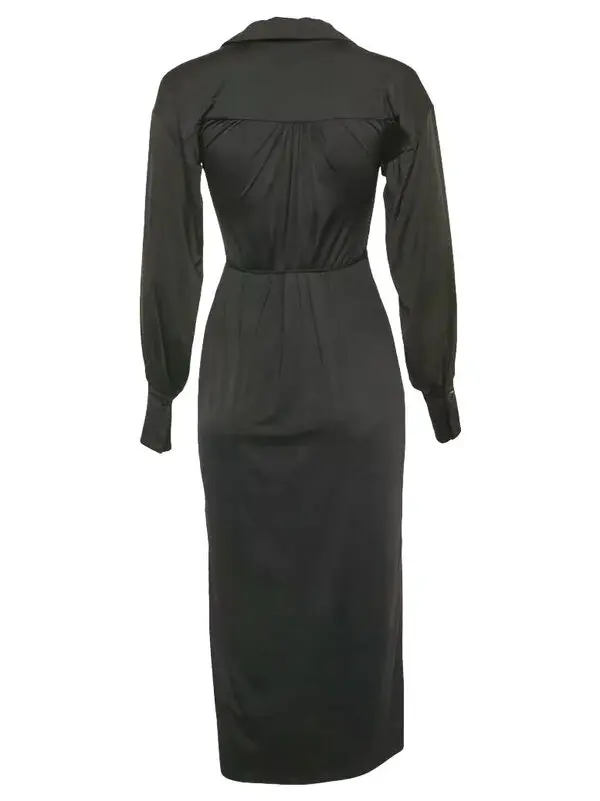 L'Agence Draped Wrap Midi Dress - Black