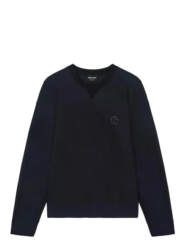 Giorgio Armani Textured Knit V-neck Sweater - Black