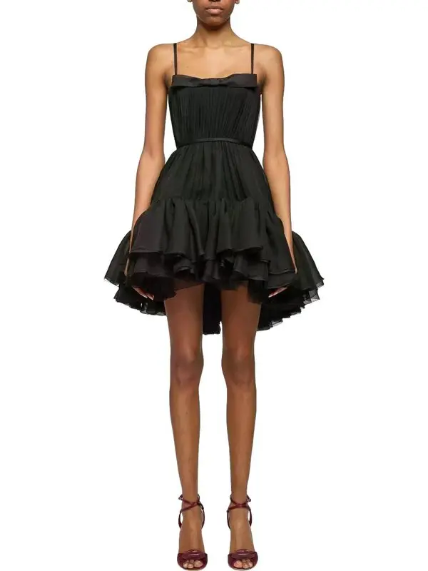 Giambattista Valli Pleated Ruffled Mini Dress - Black