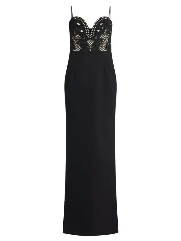 Rebecca Vallance Alisa Strapless Sweetheart Neck Maxi Dress With Lace Trim - Black