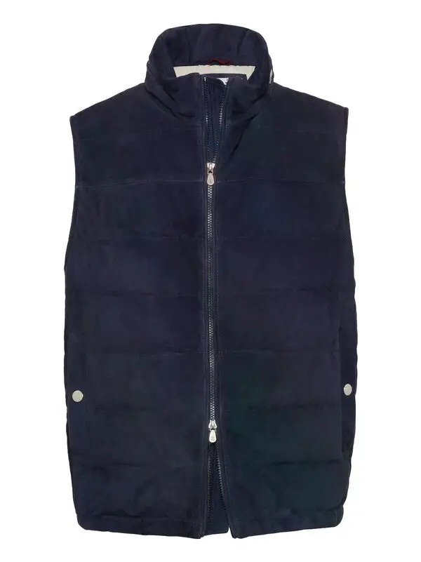 Brunello Cucinelli High-neck Padded Gilet - Blue
