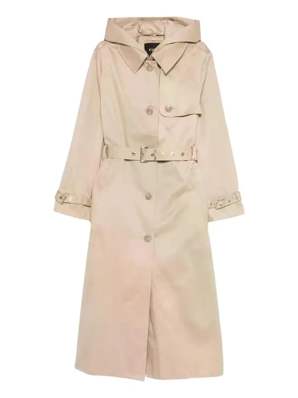 Maje Belted Hooded Trench Coat - Neutrals