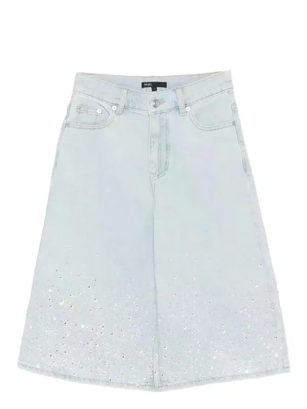 Maje Rhinestone Embellished Bermuda Shorts - Blue