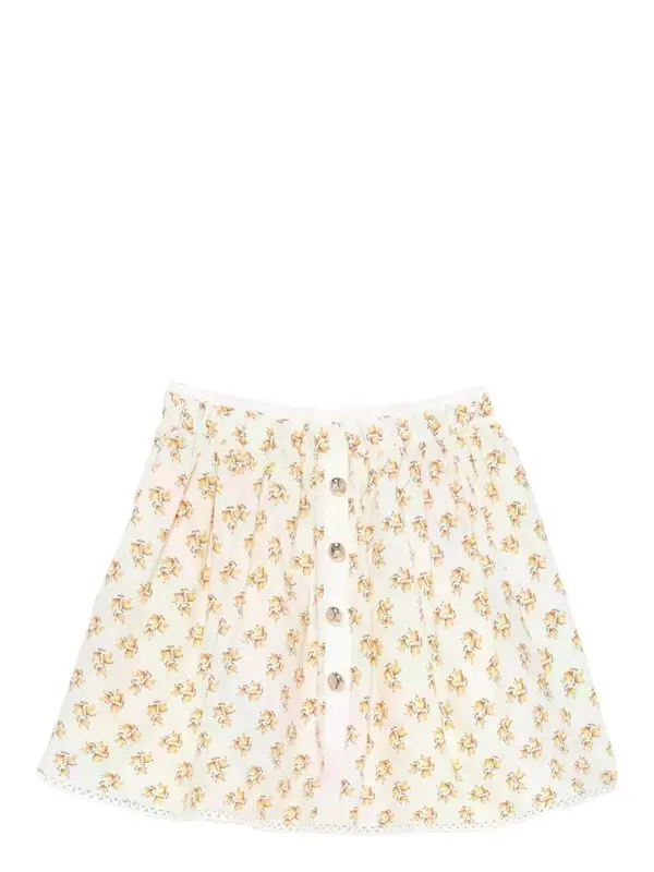Maje Printed Skirt With Rickrack Trim - Neutrals