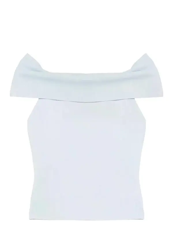Maje Bardot Rib Knit Top - Blue