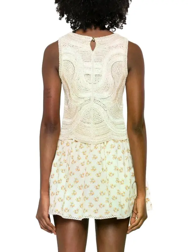 Maje Crochet Cropped Top - Neutrals