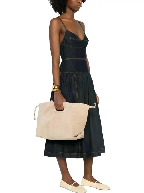 Maje Cutout Leather Shoulder Bag - Neutrals