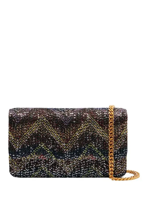 Missoni Small Sequined Crossbody Bag With Leather Trim - Multicoloured