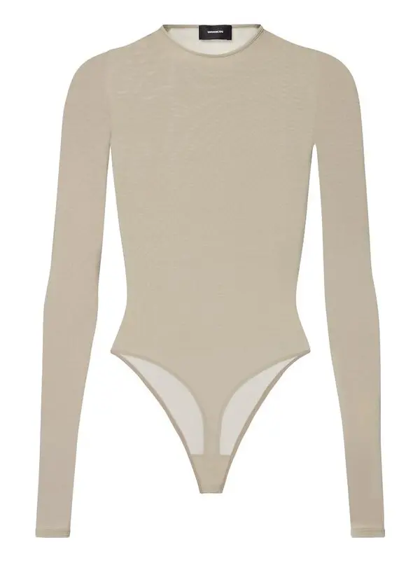 Wardrobe.NYC Sheer Long-sleeved Bodysuit - Grey