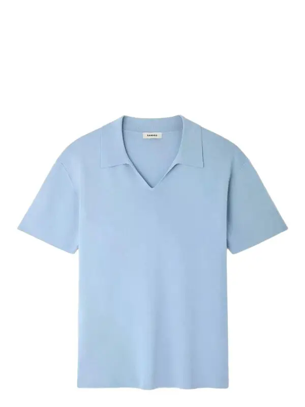 Sandro Stretch Knit Polo Shirt - Blue