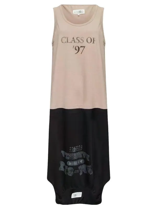 MAISON MARGIELA Two-tone Cut-out Midi Dress - Neutrals