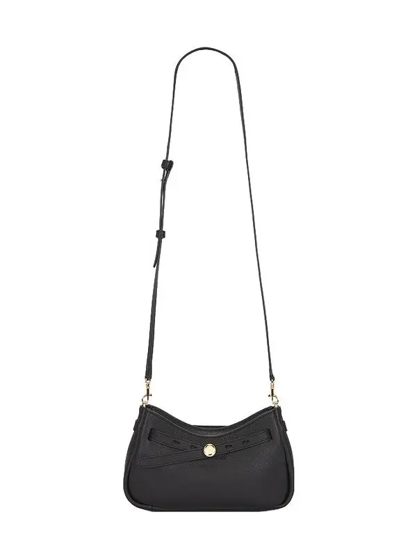 Tory Burch Leather Zip Top Crossbody Bag - Black