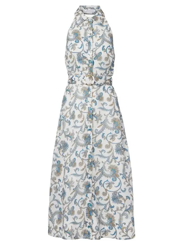 Veronica Beard Mackey Paisley Ramie Midi Dress - Multicoloured