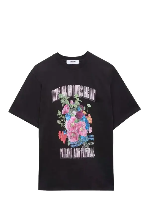 MSGM Floral-print T-shirt - Black
