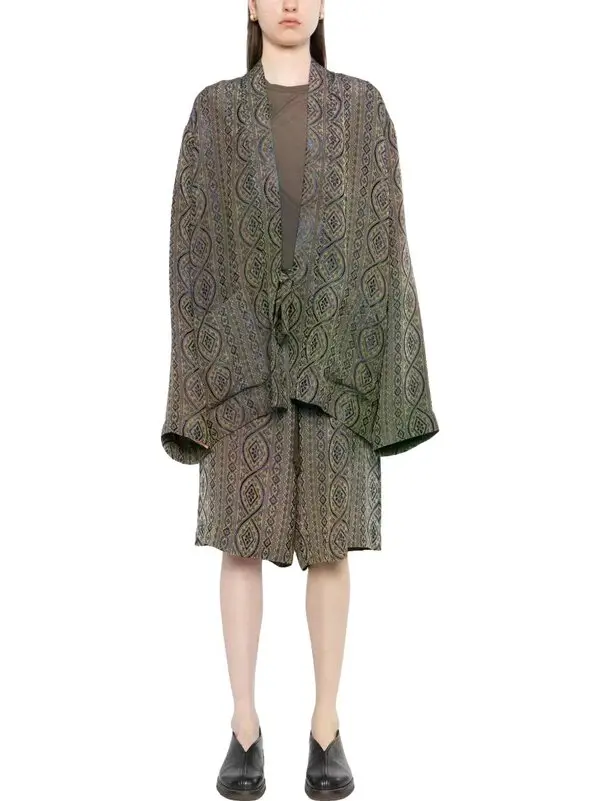 UMA WANG Printed Drawstring Waist Shorts - Neutrals
