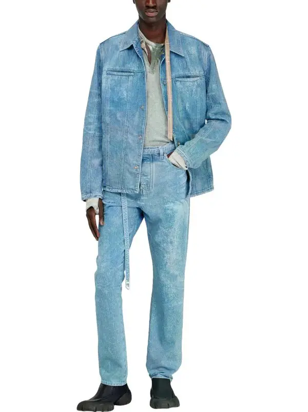 DIESEL® D-juren Belted Slim-cut Washed Denim Jeans - Blue
