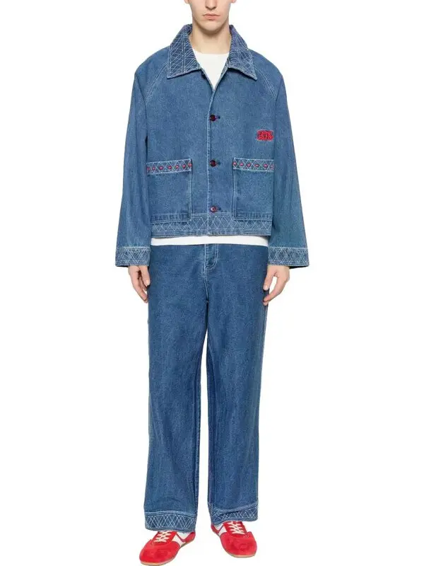 BODE Embroidered Trousers - Blue