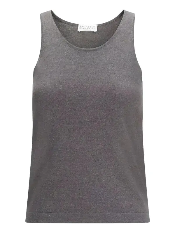 Brunello Cucinelli Sleeveless Scoop Neck Tank Top - Grey