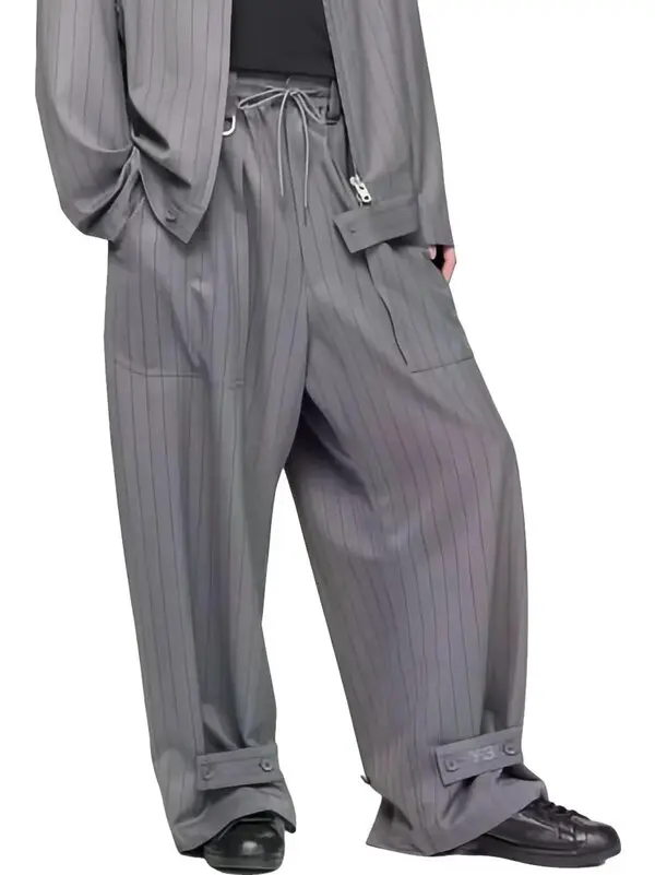 Y3 Pinstripe Pattern Trousers - Grey