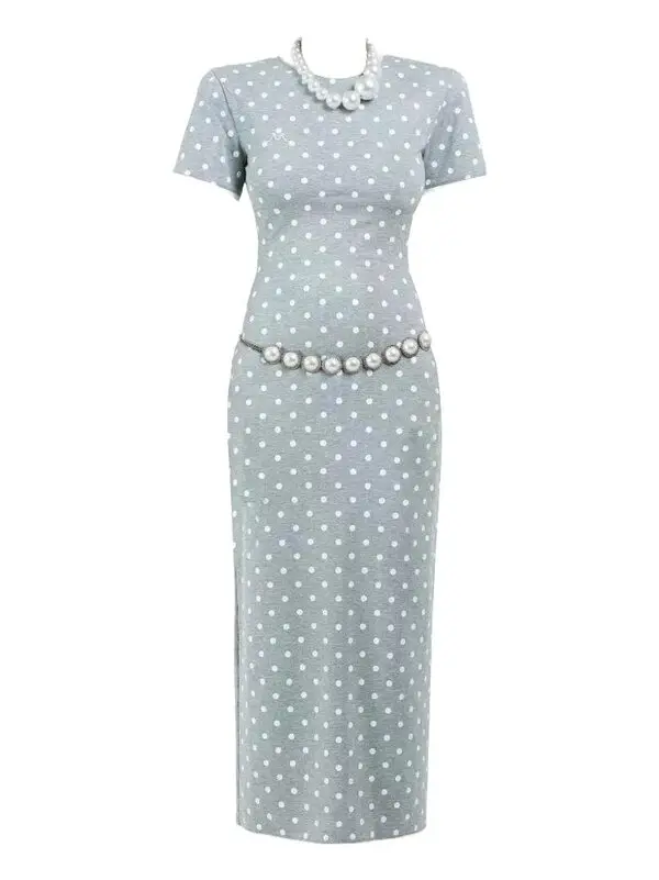 ROWEN ROSE Polka-dot Midi Dress - Grey