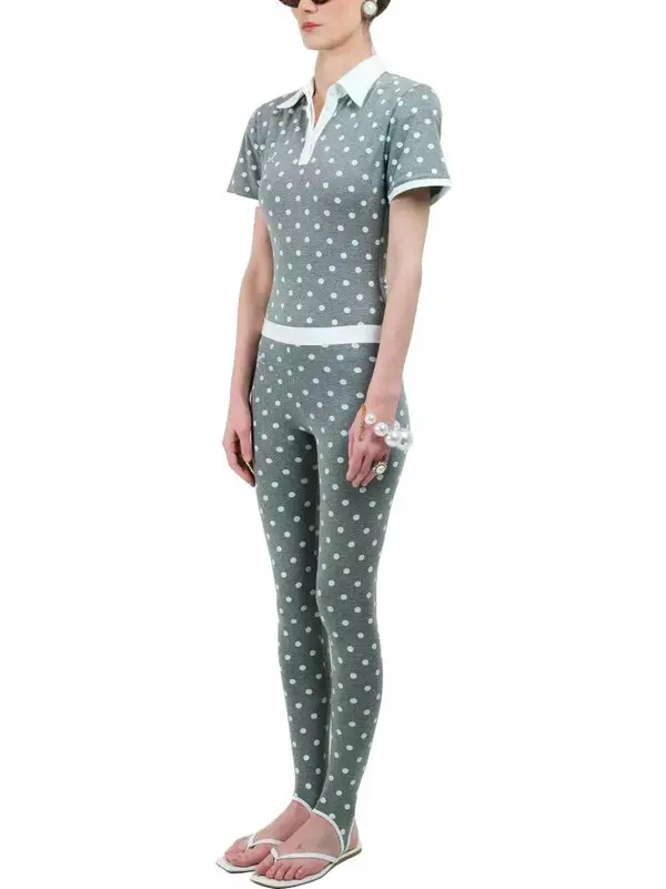 ROWEN ROSE Polka-dot Polo - Grey