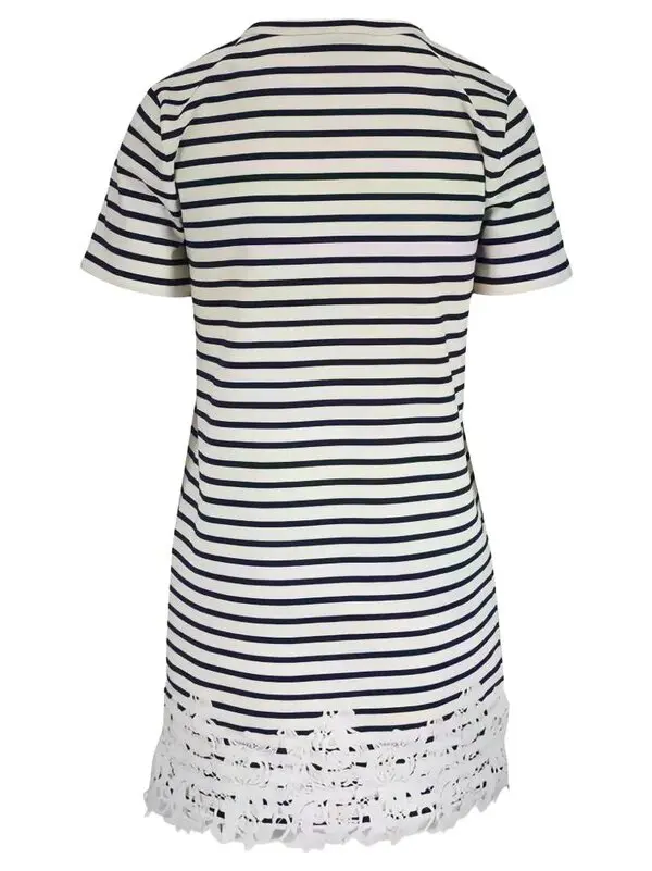Veronica Beard Striped-pattern Lace-detail Mini Dress - Neutrals