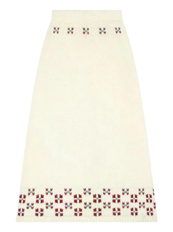 Calle Del Mar Fair Isle Cashmere Midi Skirt - Neutrals