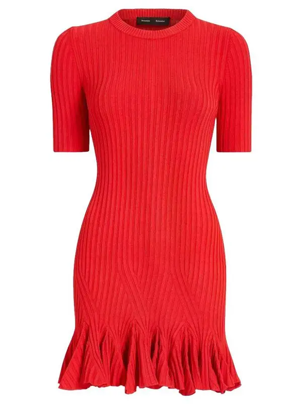 Proenza Schouler Leandra Ribbed Knit Mini Dress - Red