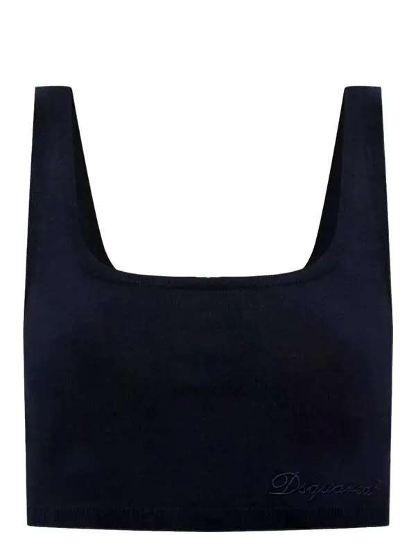 Dsquared2 Embroidered Sleeveless Cropped Top - Blue