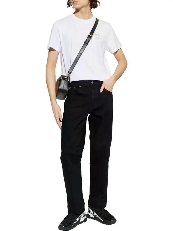 Versace Logo Patch Denim Jeans - Black