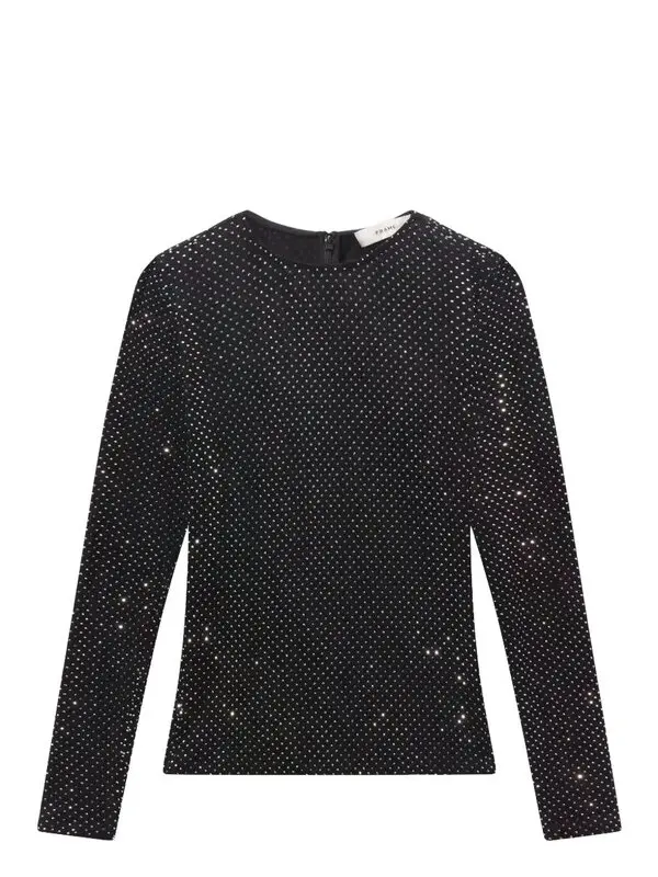 FRAME Long-sleeve Embellished Top - Black