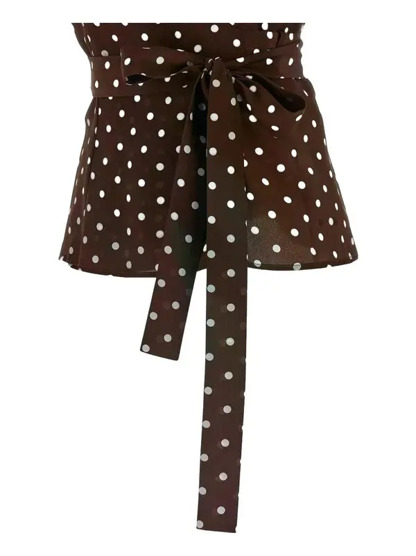 P.a.r.o.s.h Halterneck Polka-dot Tie Top - Brown