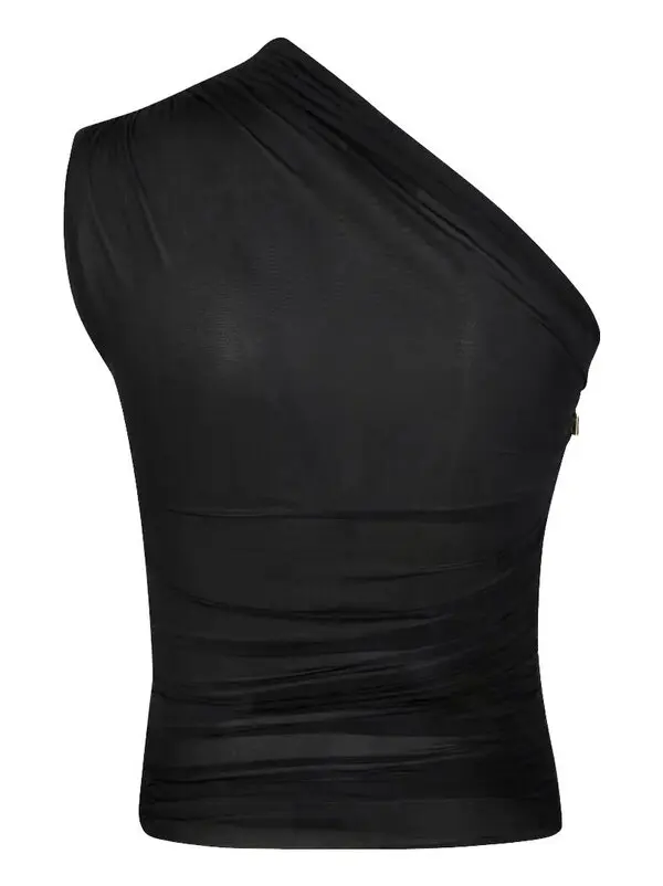 Elisabetta Franchi One-shoulder Zip Top - Black
