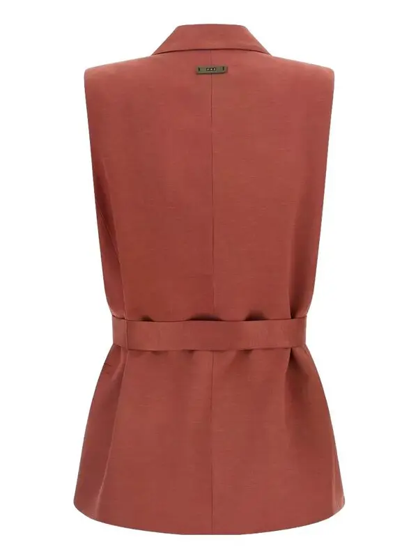 Peserico Double-breasted Peak Lapel Vest With Belt - Red