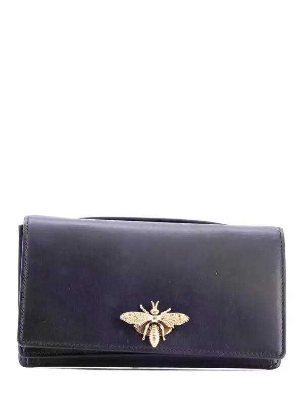 Dior Bee Embellished Leather Clutch Bag - Black