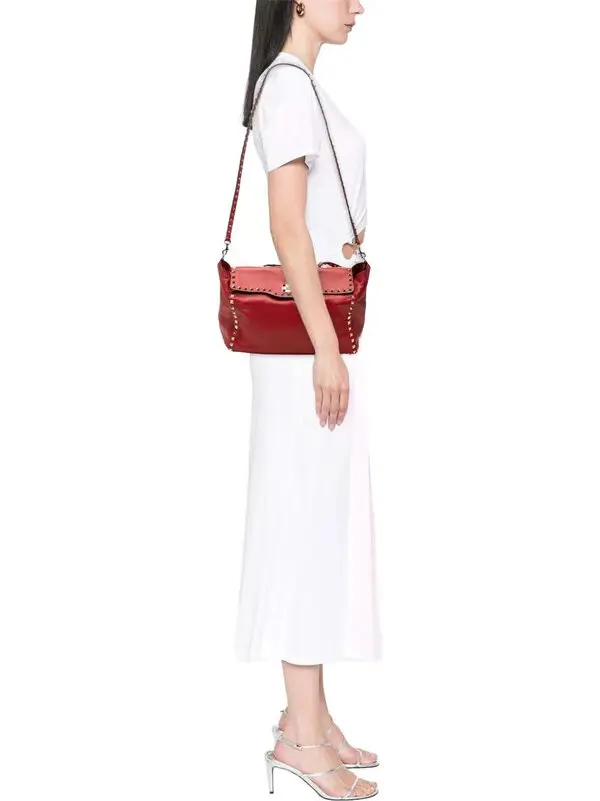 Valentino Garavani Rockstud Trapeze Flap Satchel - Red