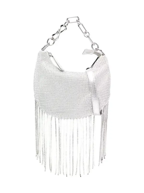 TWINSET Fringed Rhinestone-embellished Mini Bag - Silver