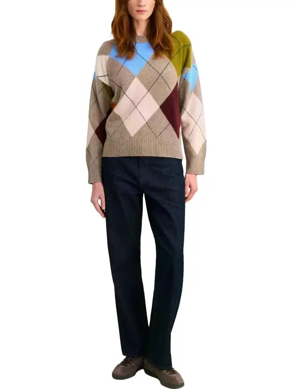 Pringle Of Scotland Argyle Crew-neck Lambswool Sweater - Neutrals
