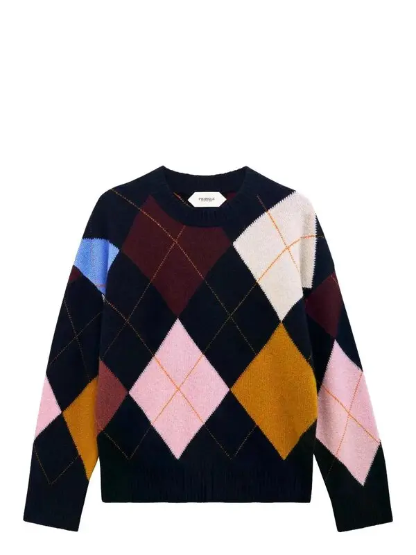 Pringle Of Scotland Argyle Crew Neck Sweater - Blue