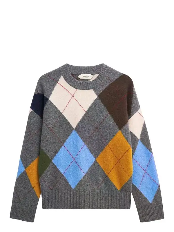 Pringle Of Scotland Argyle Pattern Crew Neck Sweater - Grey