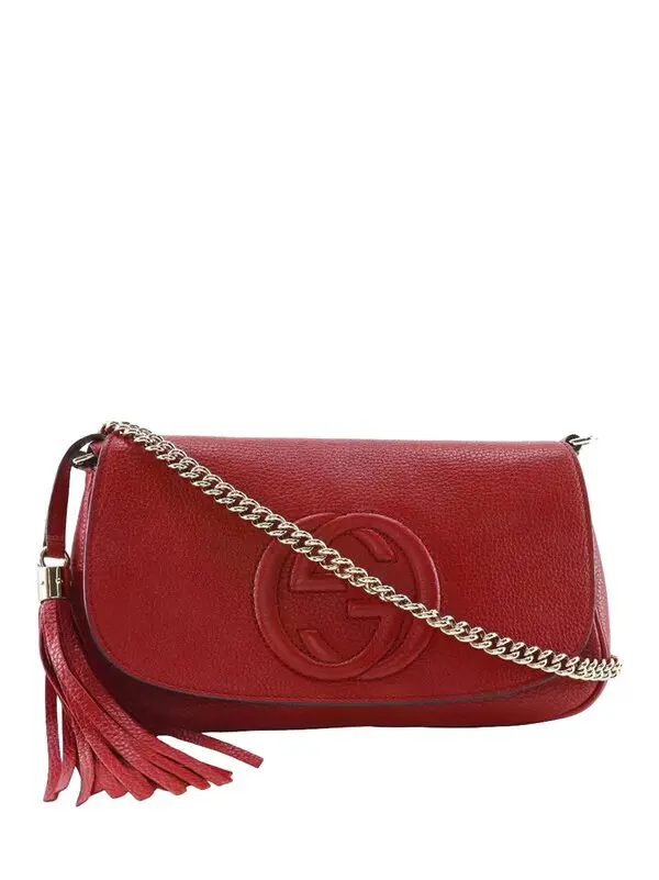 Gucci Soho Leather Chain Flap Crossbody Bag - Red