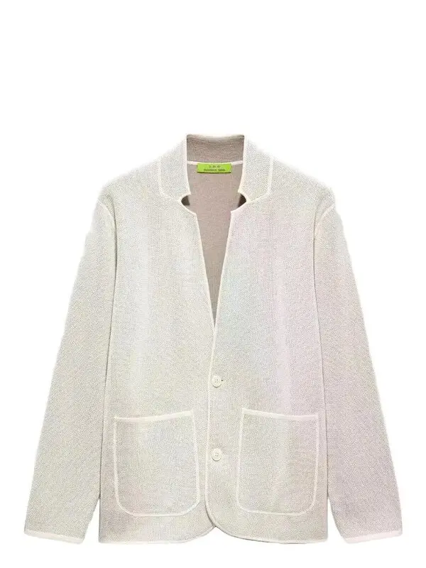 Shanghai Tang Textured Knit Blazer With Button Pockets - Neutrals