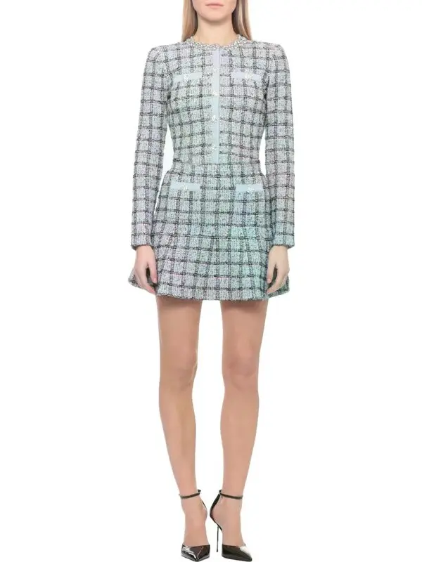 SELF-PORTRAIT Check-pattern Cardigan - Blue