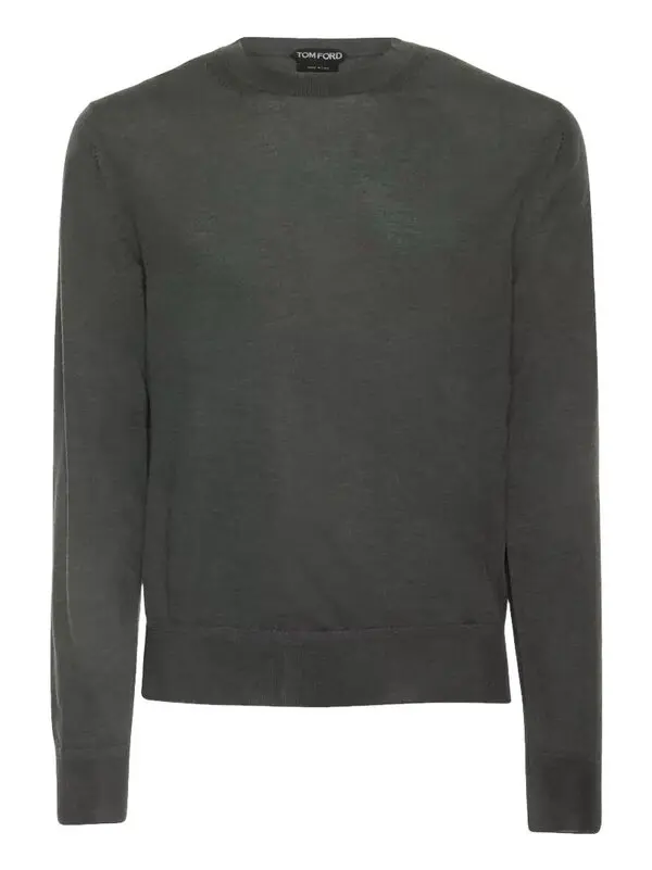 TOM FORD Round Neck Long Sleeve Sweater - Grey
